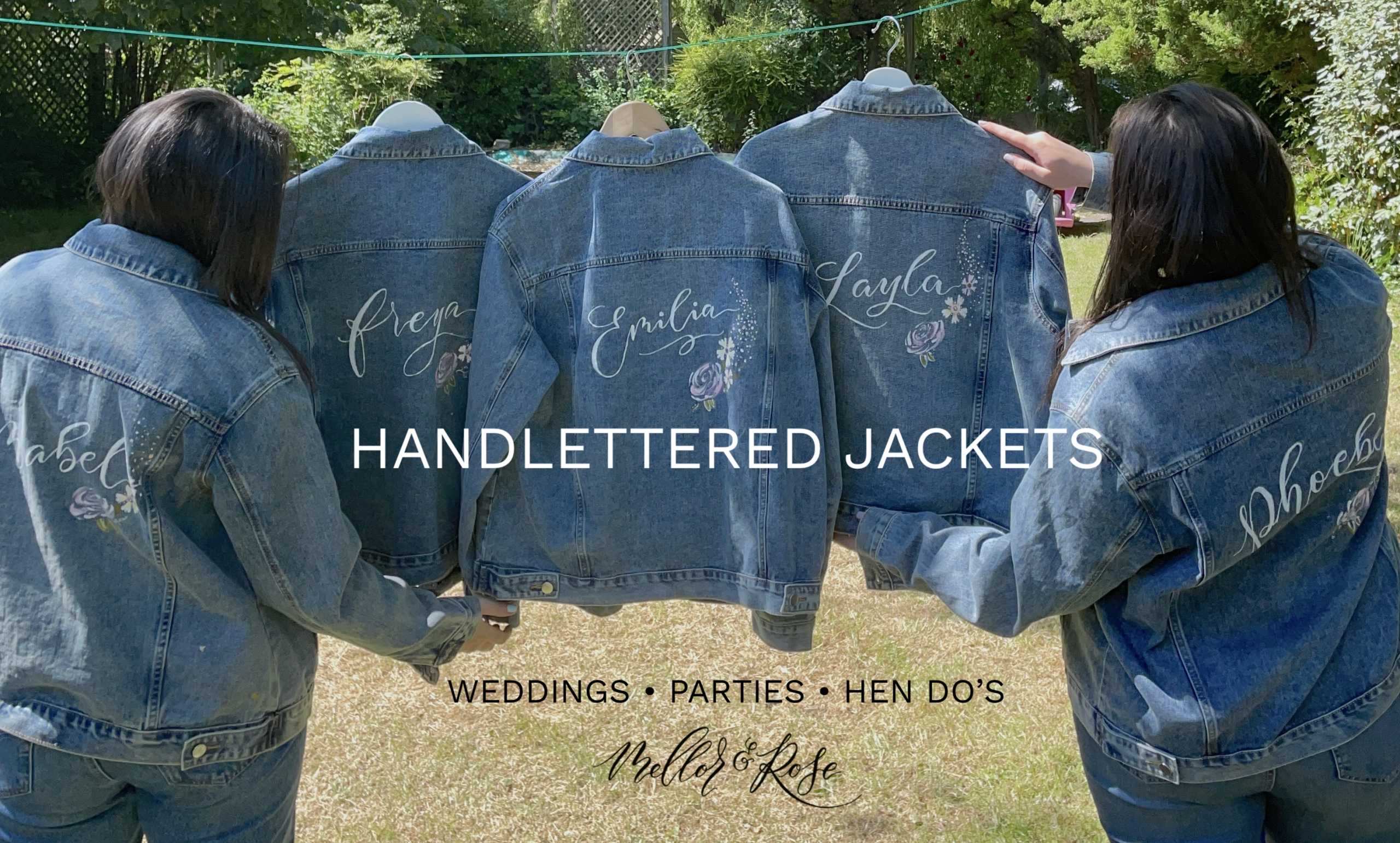 Handpainted Denim and Leather Jackets Calligraphy and Flowers • Mellor ...
