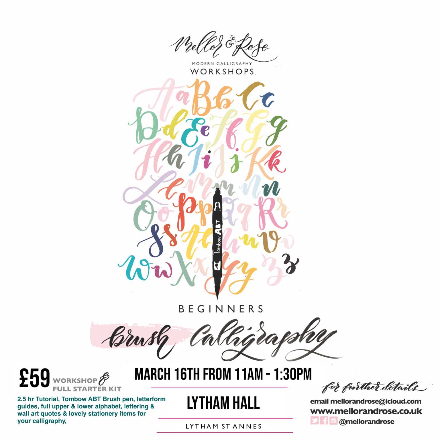 Beginners Brush Lettering Workshop at Lytham Hall, Lancashire