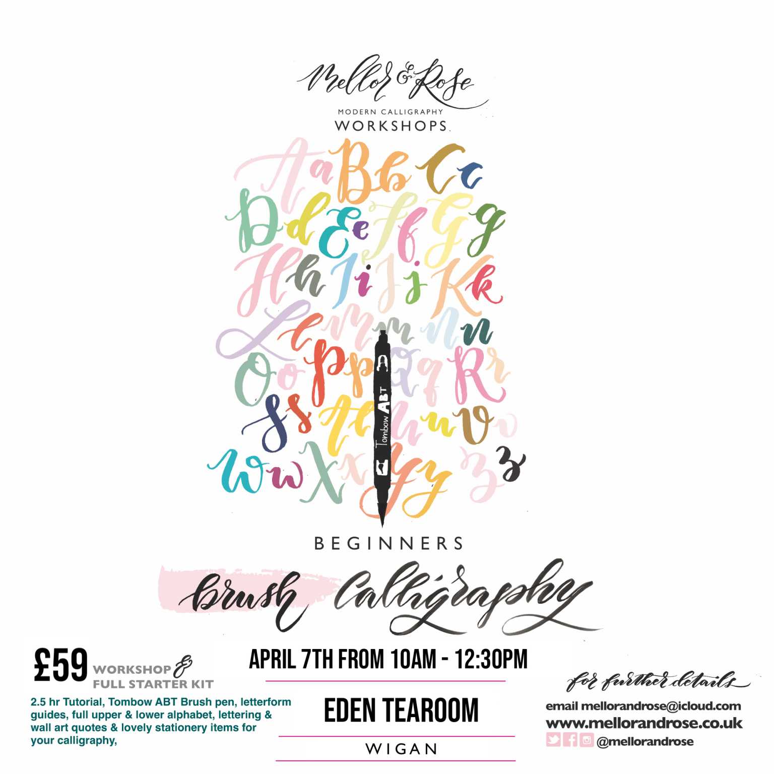 Eden Tearoom and Galleries Brush Lettering Workshop • Mellor & Rose